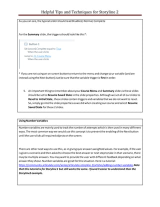 Storyline Tips and Techniques | DOCX