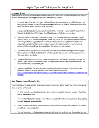 Storyline Tips and Techniques | DOCX