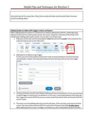 Storyline Tips and Techniques | DOCX