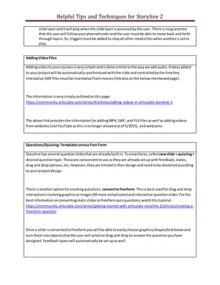 Storyline Tips and Techniques | DOCX