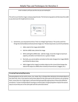 Storyline Tips and Techniques | DOCX