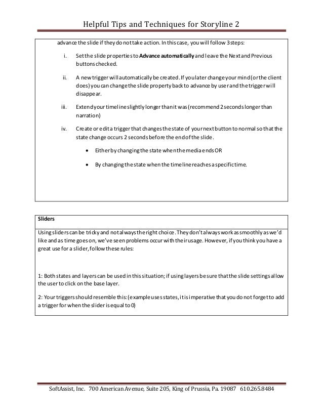 Storyline Tips And Techniques