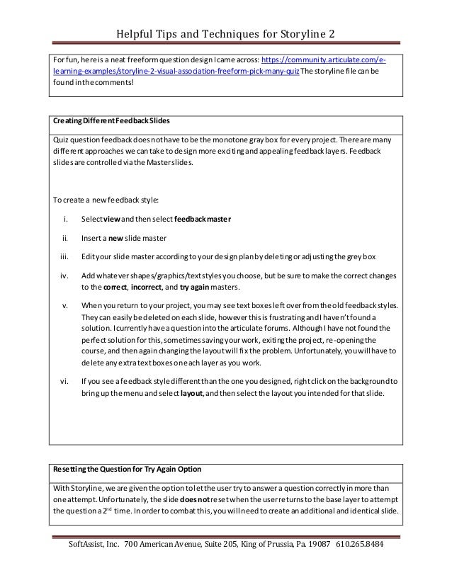 Storyline Tips And Techniques