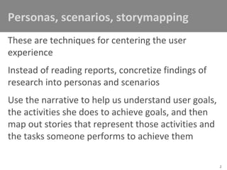 Storymapping, personas, and scenarios | PPT