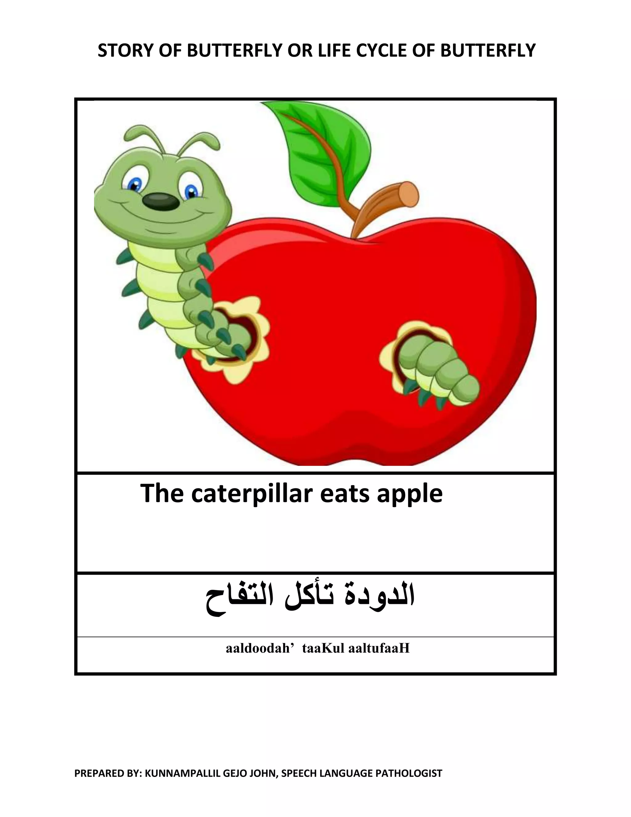 Story of butterfly or life cycle of butterfly in English and Arabic | PDF