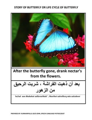 Story of butterfly or life cycle of butterfly in English and Arabic | PDF