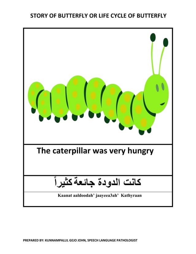Story of butterfly or life cycle of butterfly in English and Arabic | PDF