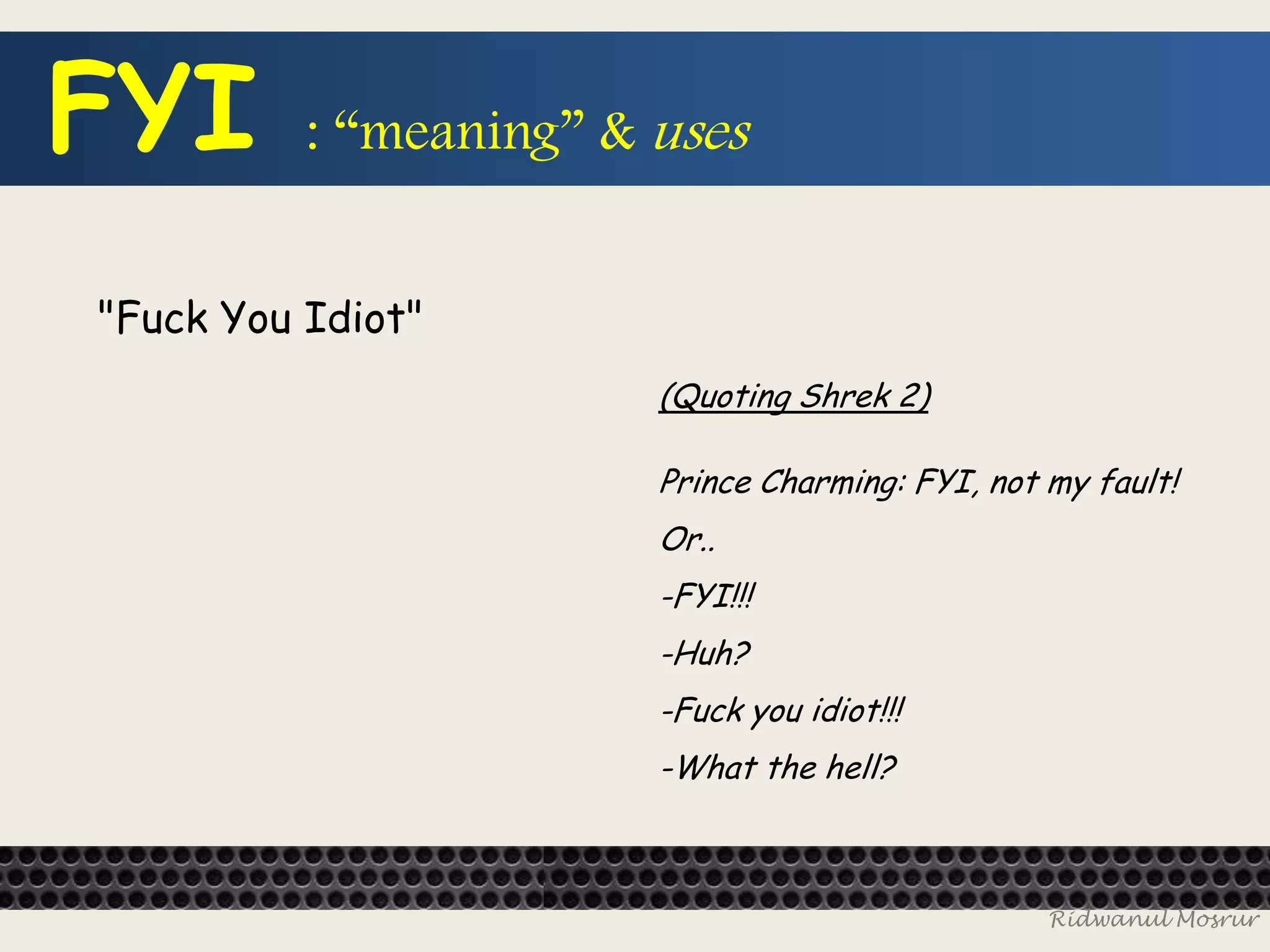 Story of fyi | PPT