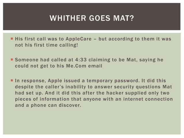 2nd FACTOR: The Story of Mat Honan | PPT