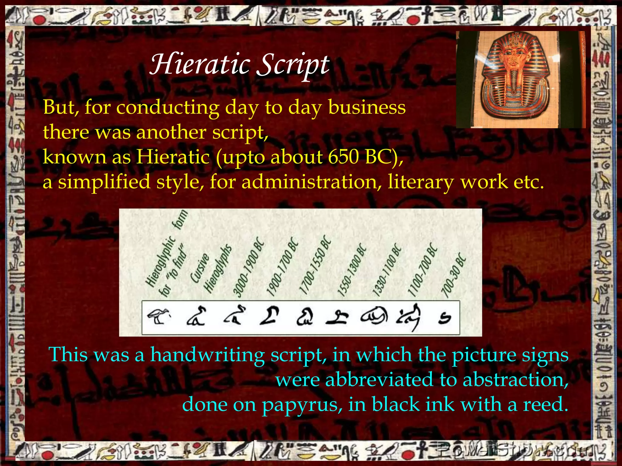 Story of scripts – Part 3 Egyptian Hieroglyphs | PPT