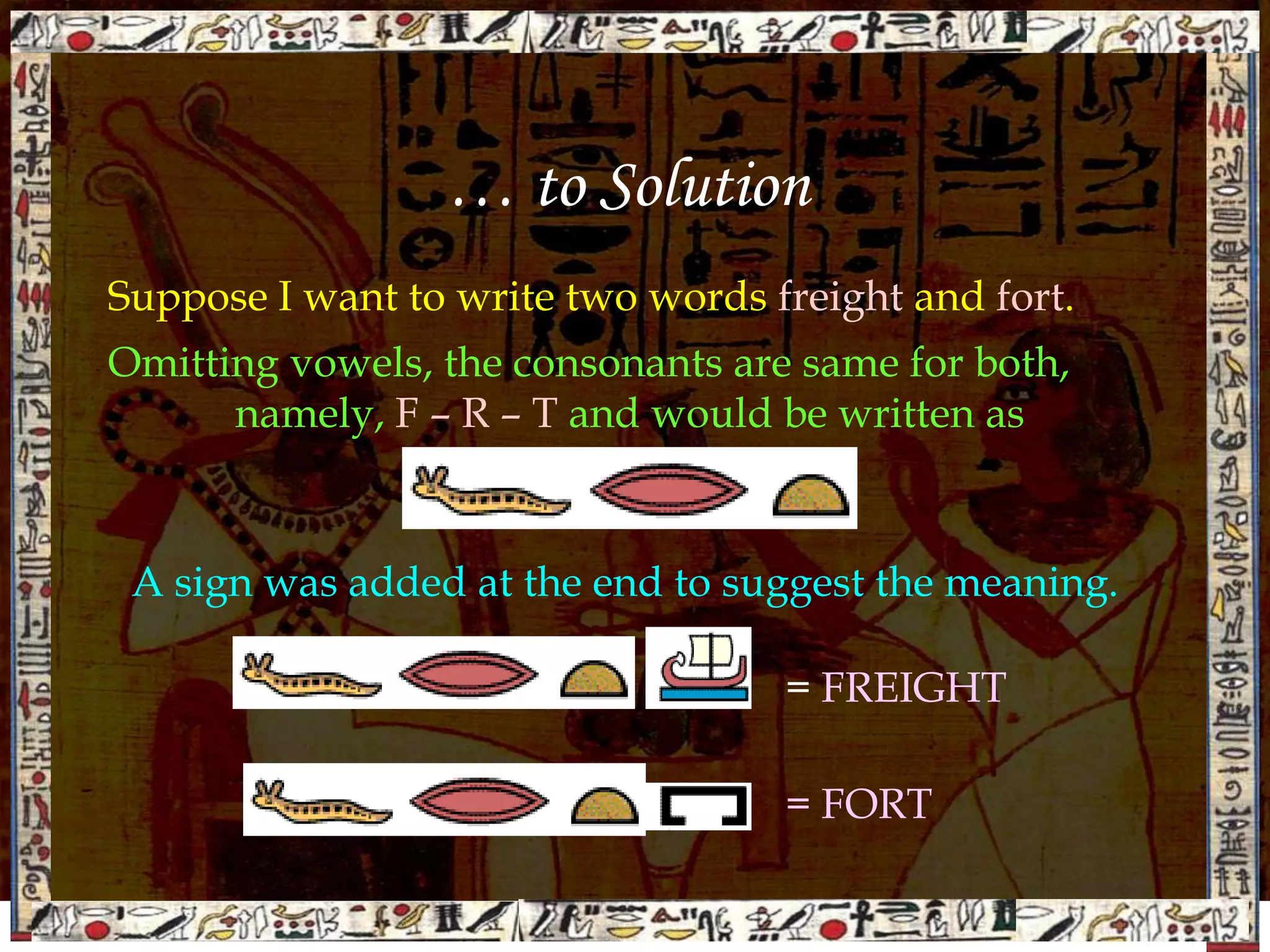 Story of scripts – Part 3 Egyptian Hieroglyphs | PPSX