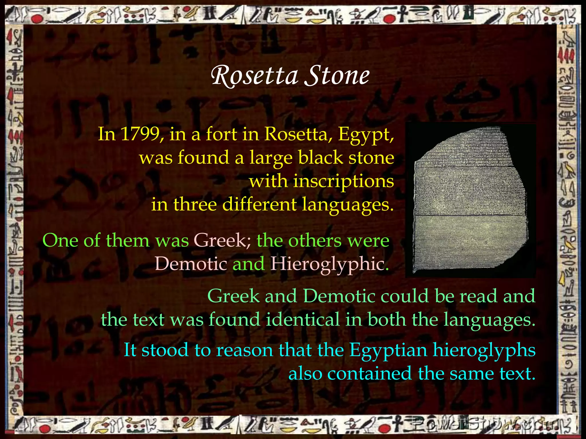 Story of scripts – Part 3 Egyptian Hieroglyphs | PPSX