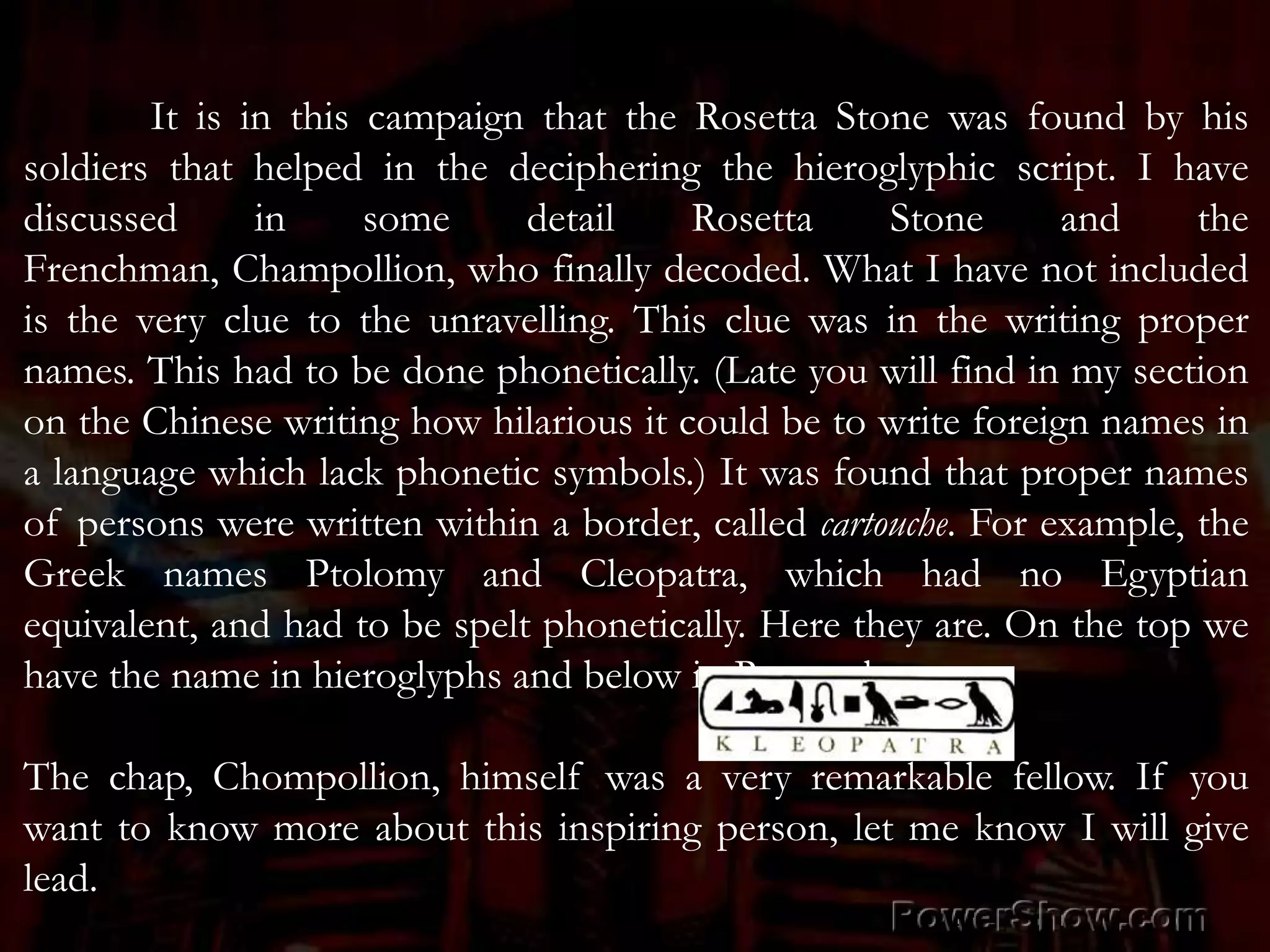 Story of scripts – Part 3 Egyptian Hieroglyphs | PPSX