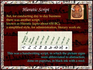 Story of scripts – Part 3 Egyptian Hieroglyphs | PPSX