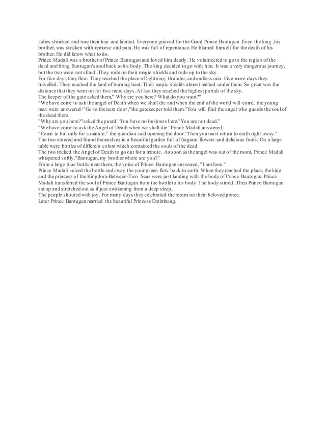 Story of the good prince bantugan | DOCX | Birds | Pets