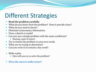 Story problems & key words | PPTX