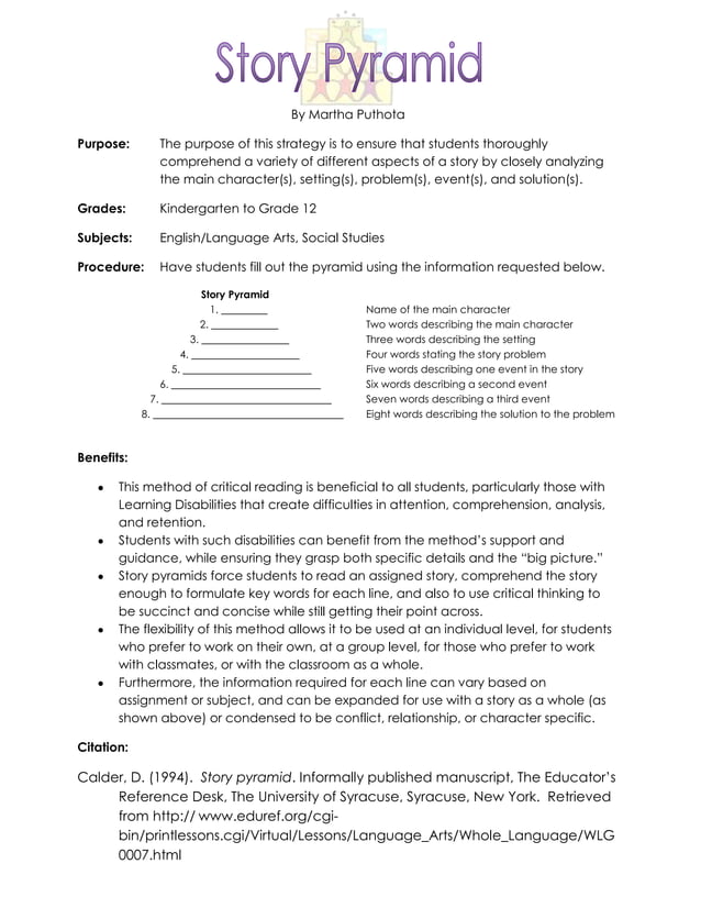 Story Pyramid handout | DOCX