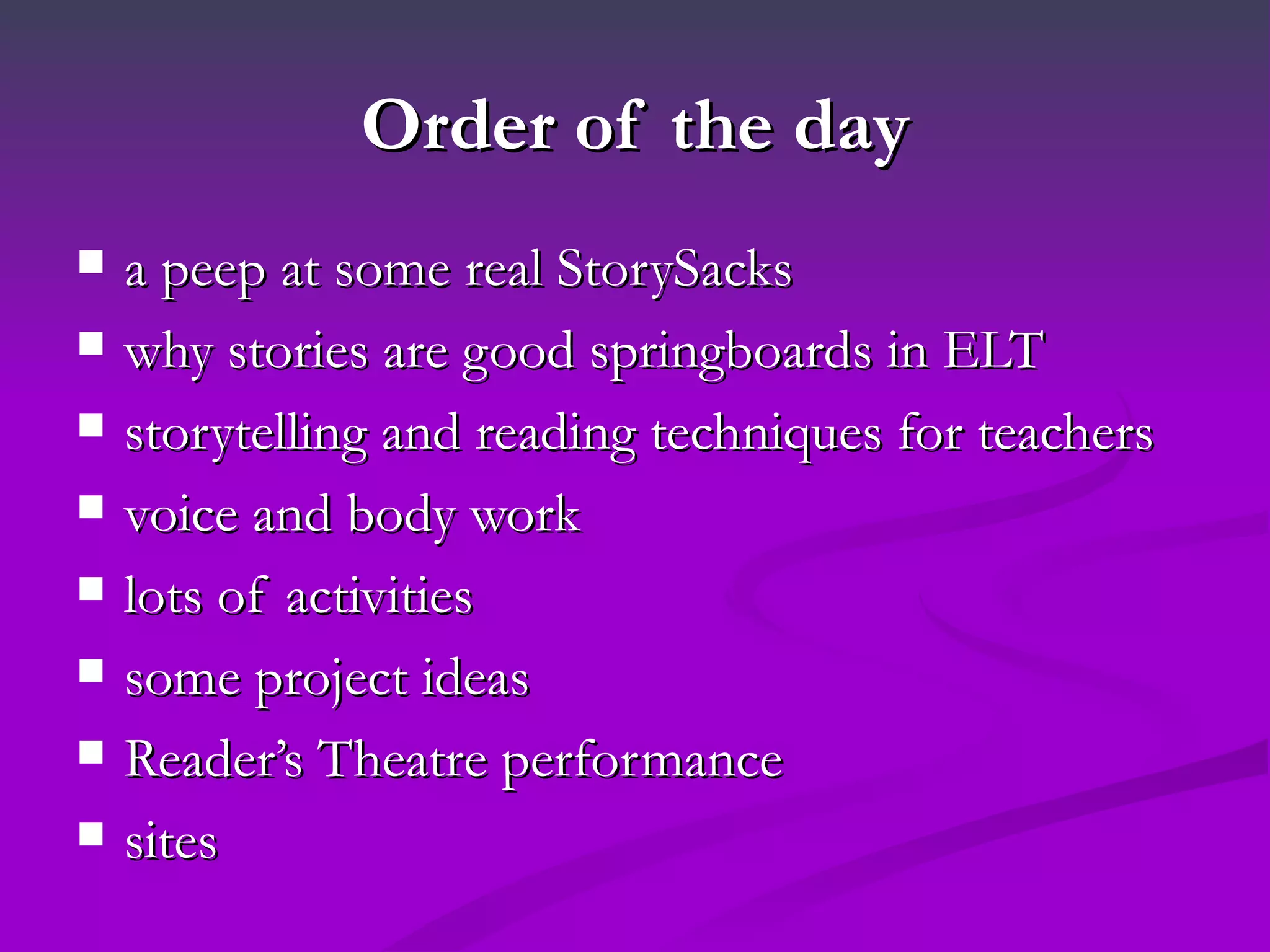 Story sacks for Teaching English through Drama in the Primary Class | PPT