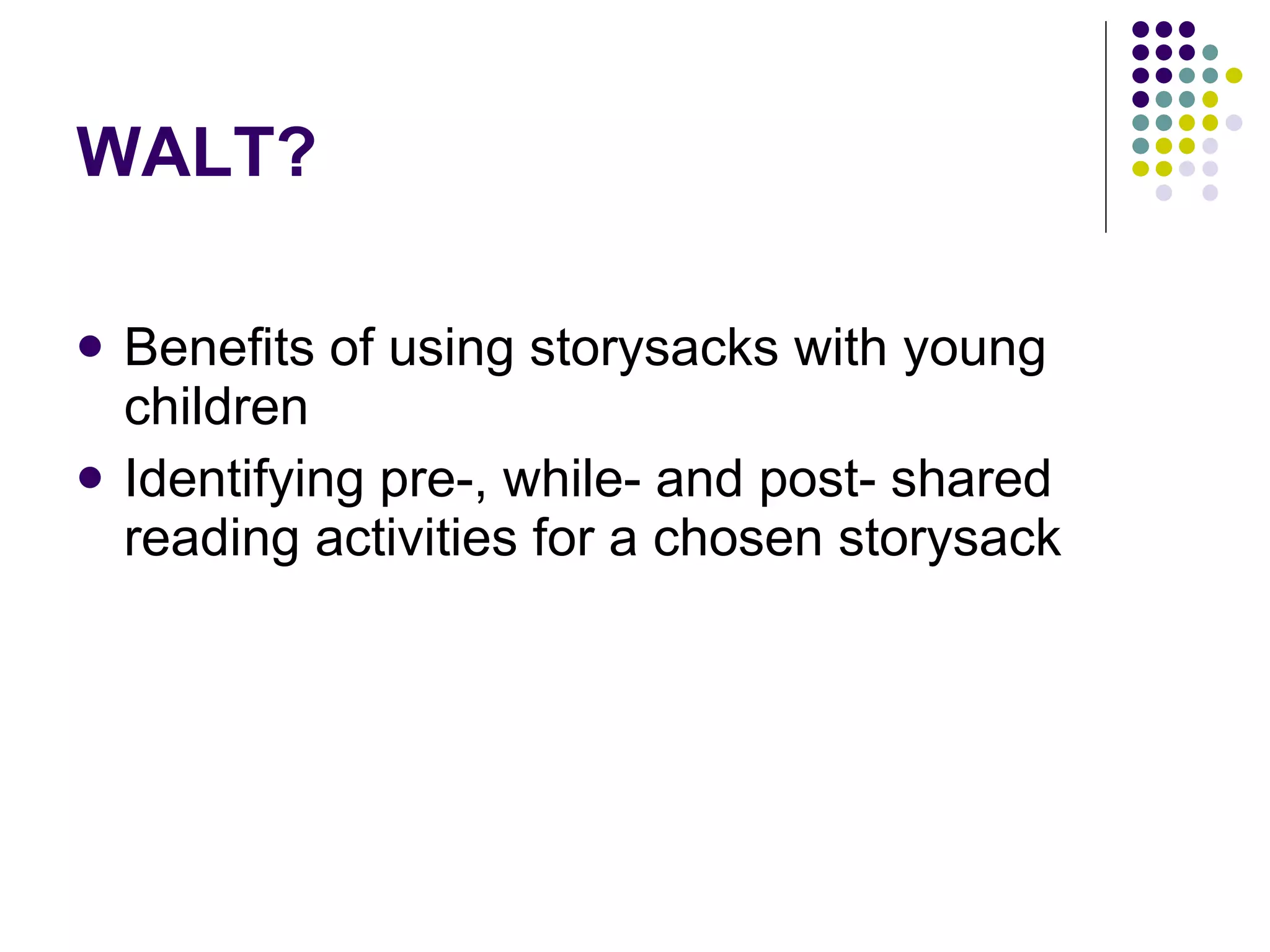 Storysacks For The Early Years Classroom | PPT | Family/Children | Genres