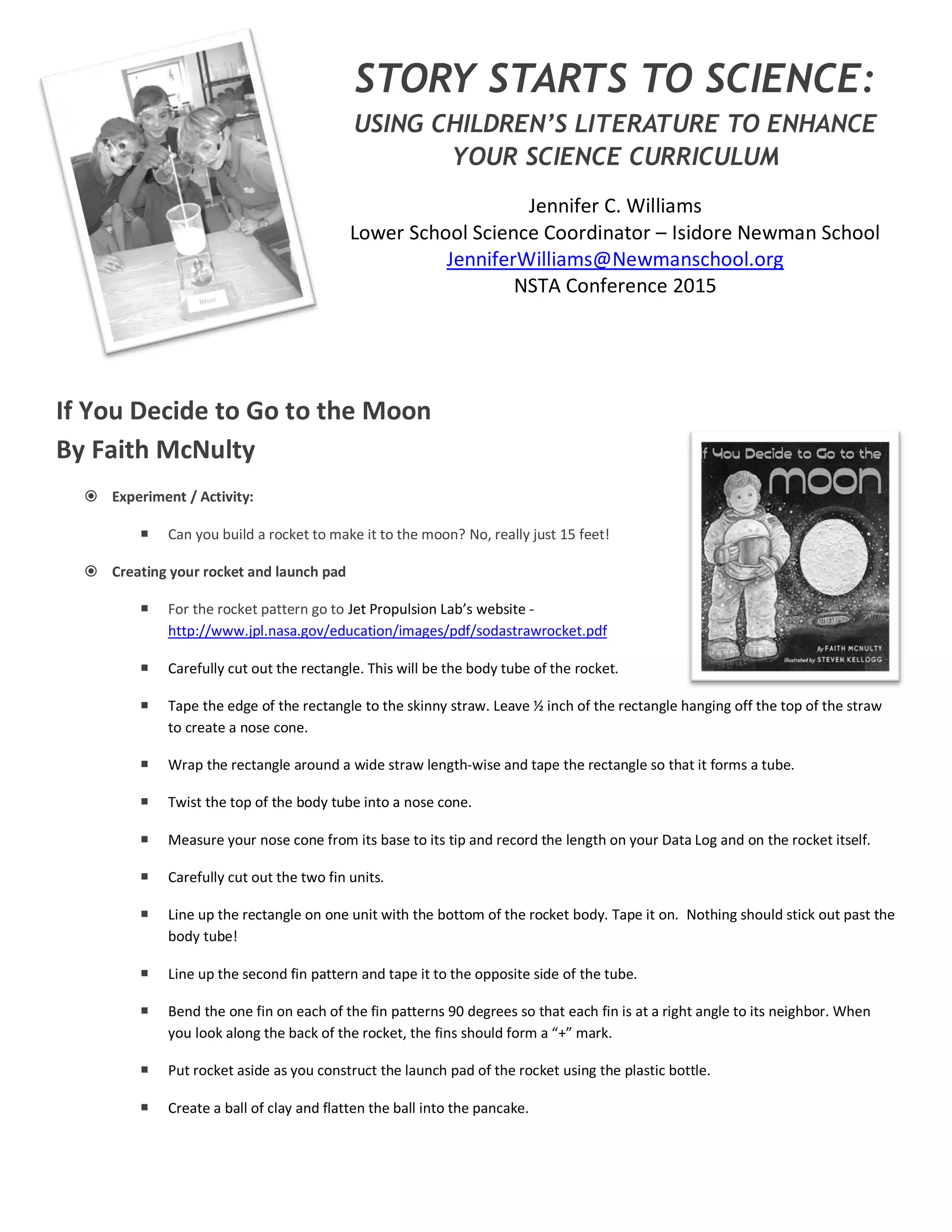 Story Starts to Science Presentation Handout NSTA Conference 2015 by ...