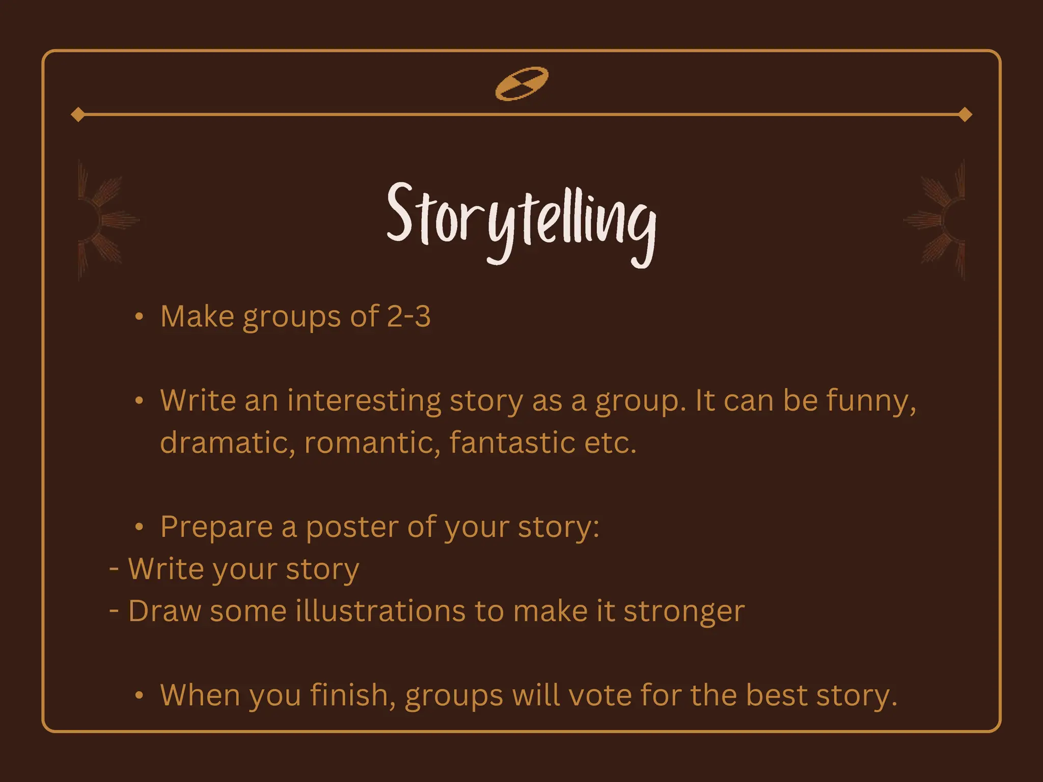 Storytelling activity for speaking in adult class | PPTX