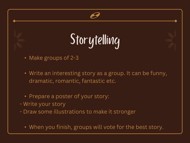 Storytelling activity for speaking in adult class | PPTX