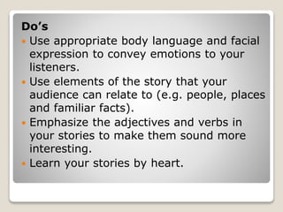 Storytelling and interpretative reading | PPTX