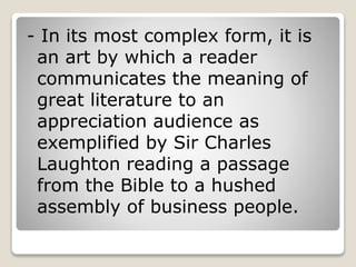 Storytelling and interpretative reading | PPTX