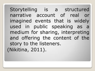 Storytelling and interpretative reading | PPTX