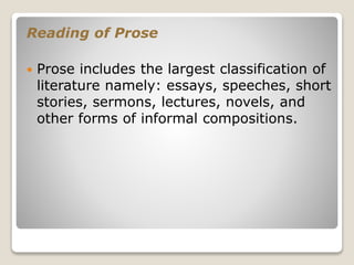 Storytelling and interpretative reading | PPTX