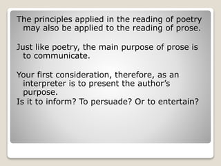 Storytelling and interpretative reading | PPTX