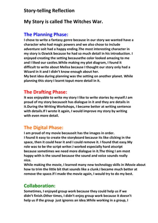 Storytelling reflection | DOCX