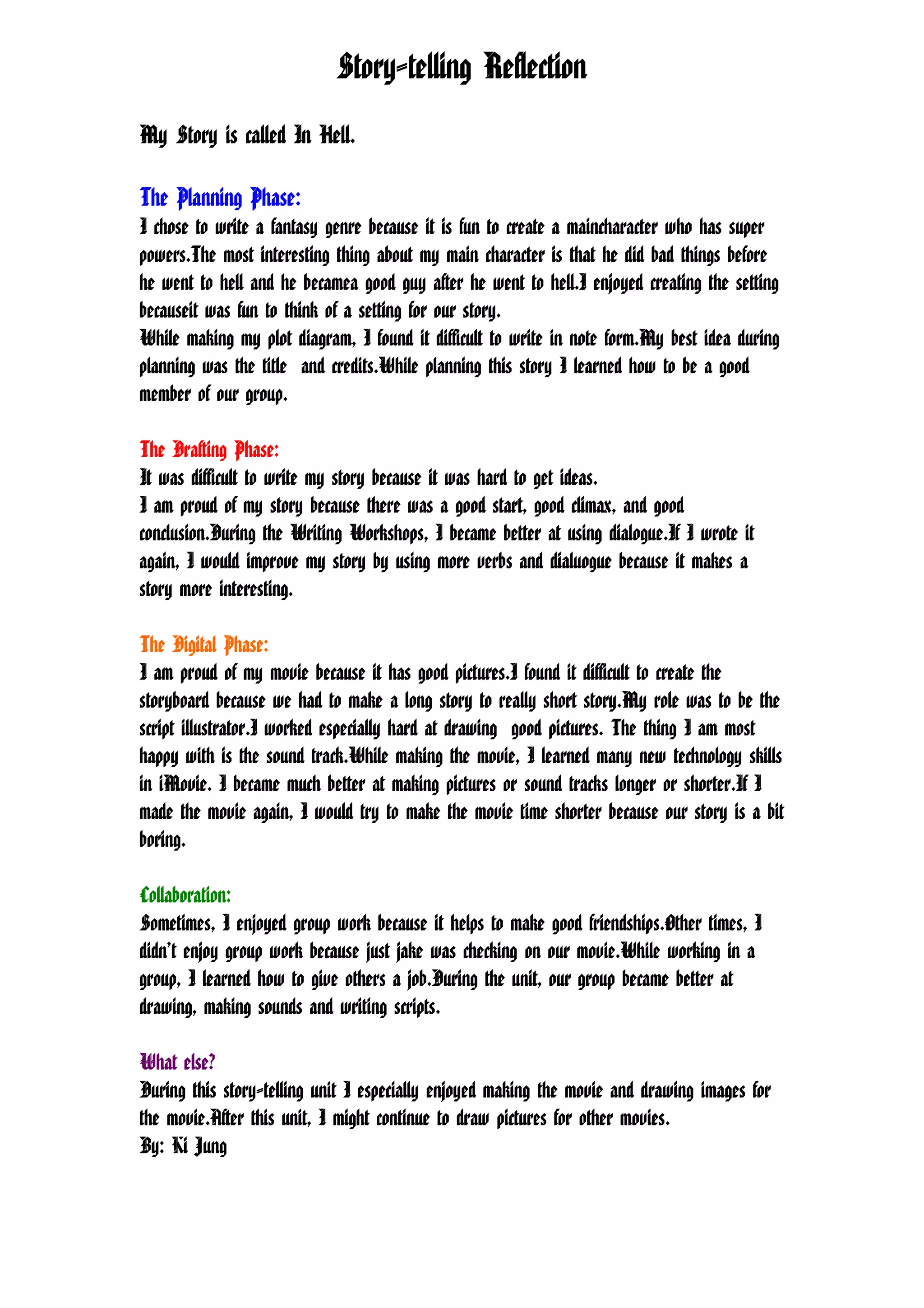 Storytelling reflection | PDF