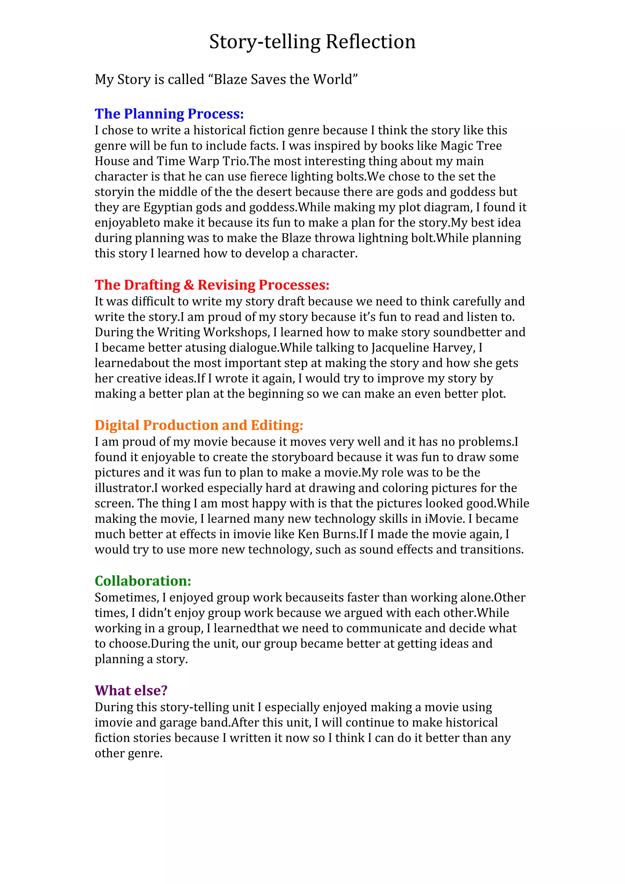 Storytelling reflection | PDF