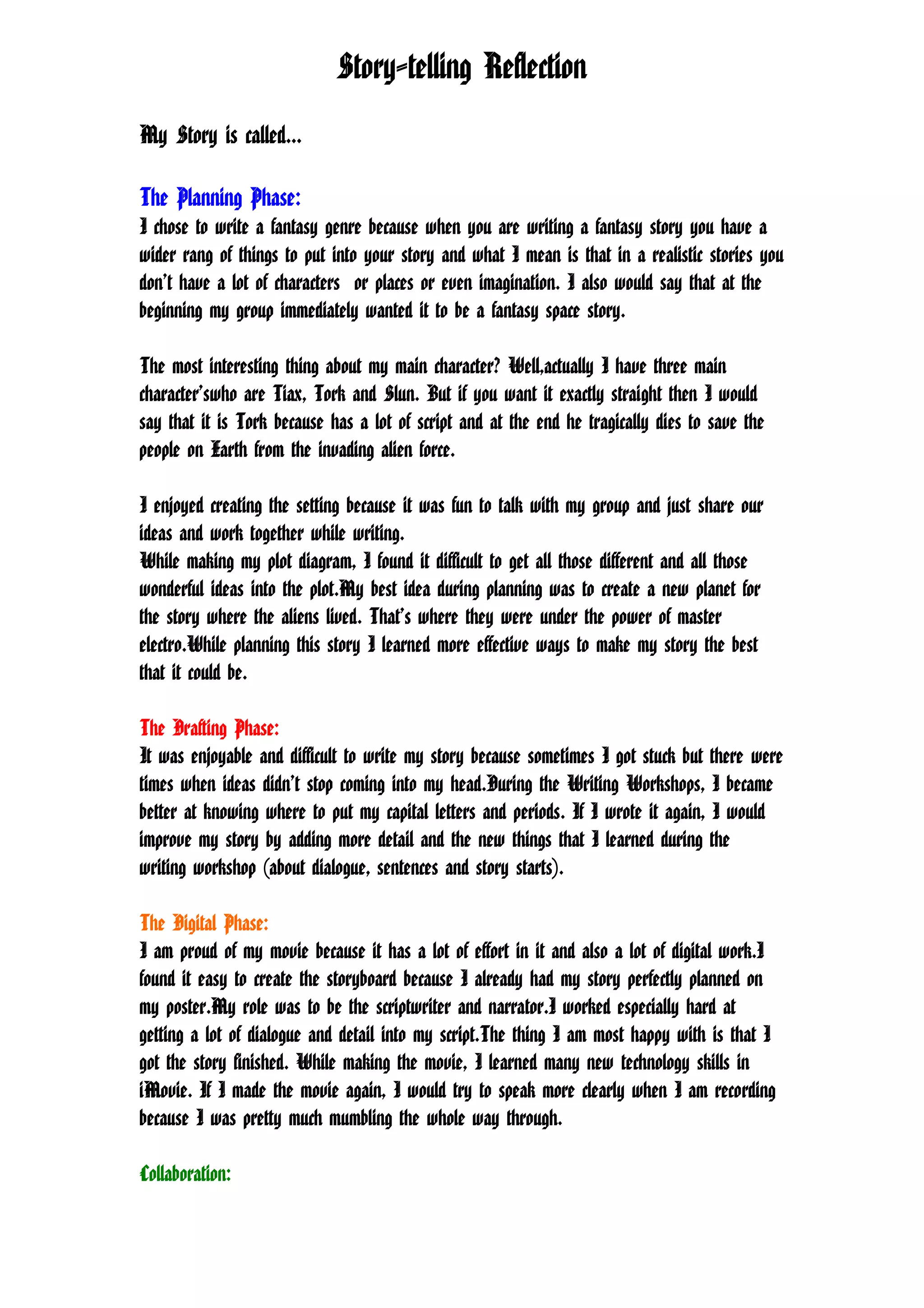 Storytelling reflection copy ju | PDF