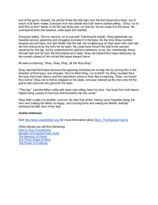Story the baseball game | DOCX | Baseball | Sports