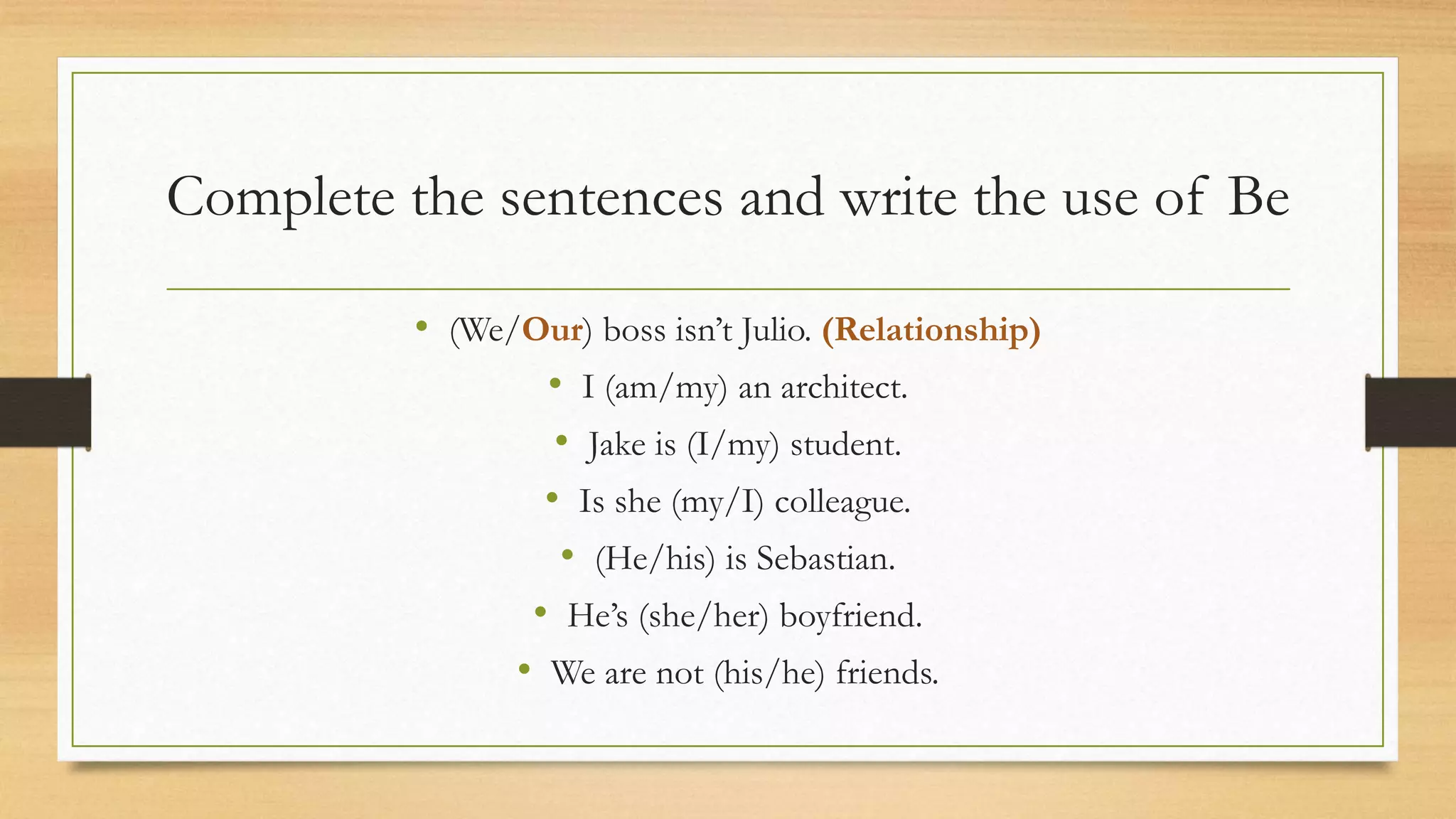 Story time (Possessive Adjectives and Possessive Nouns) | PPTX