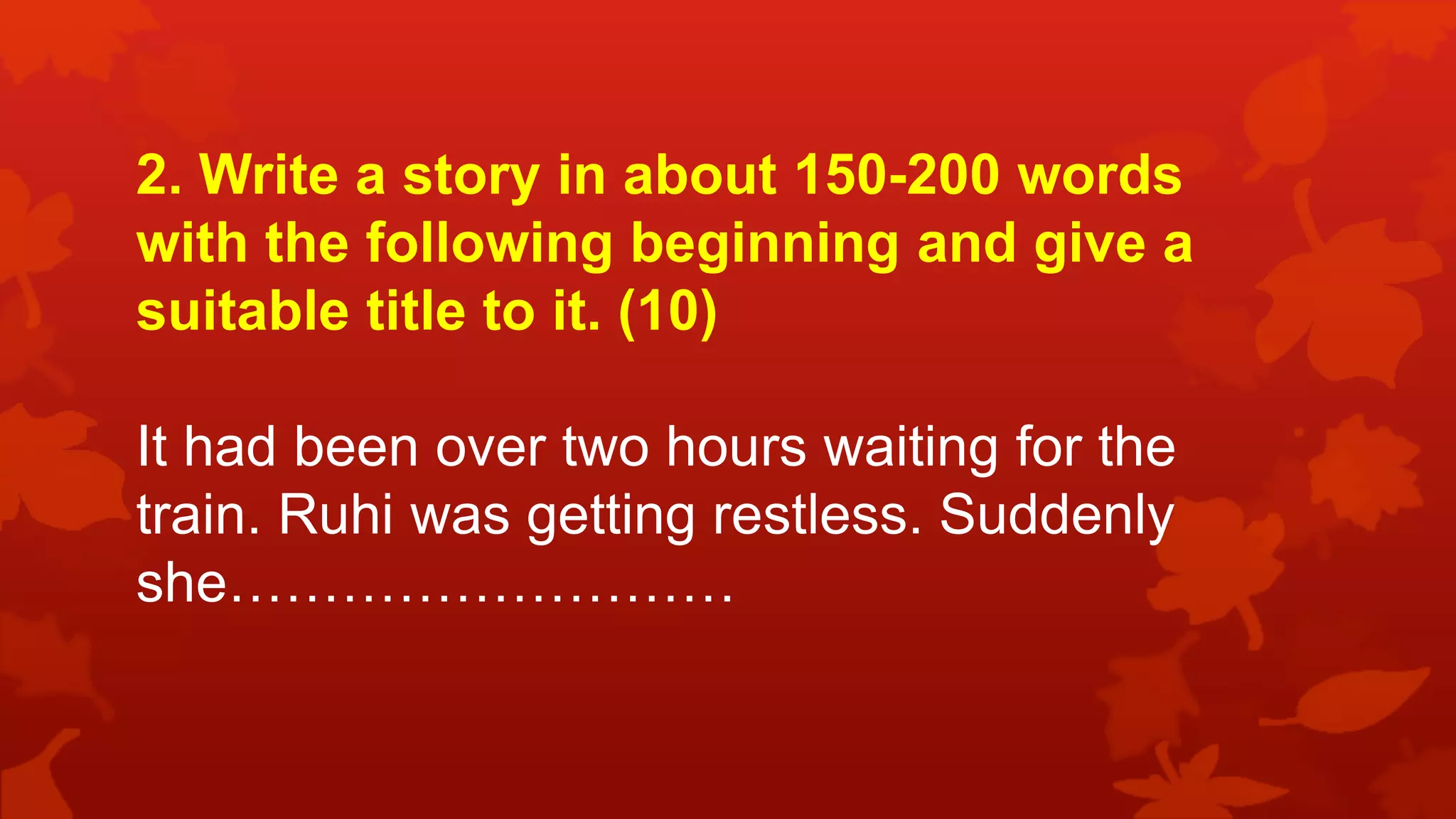 Short Story writting class 10 | PPTX