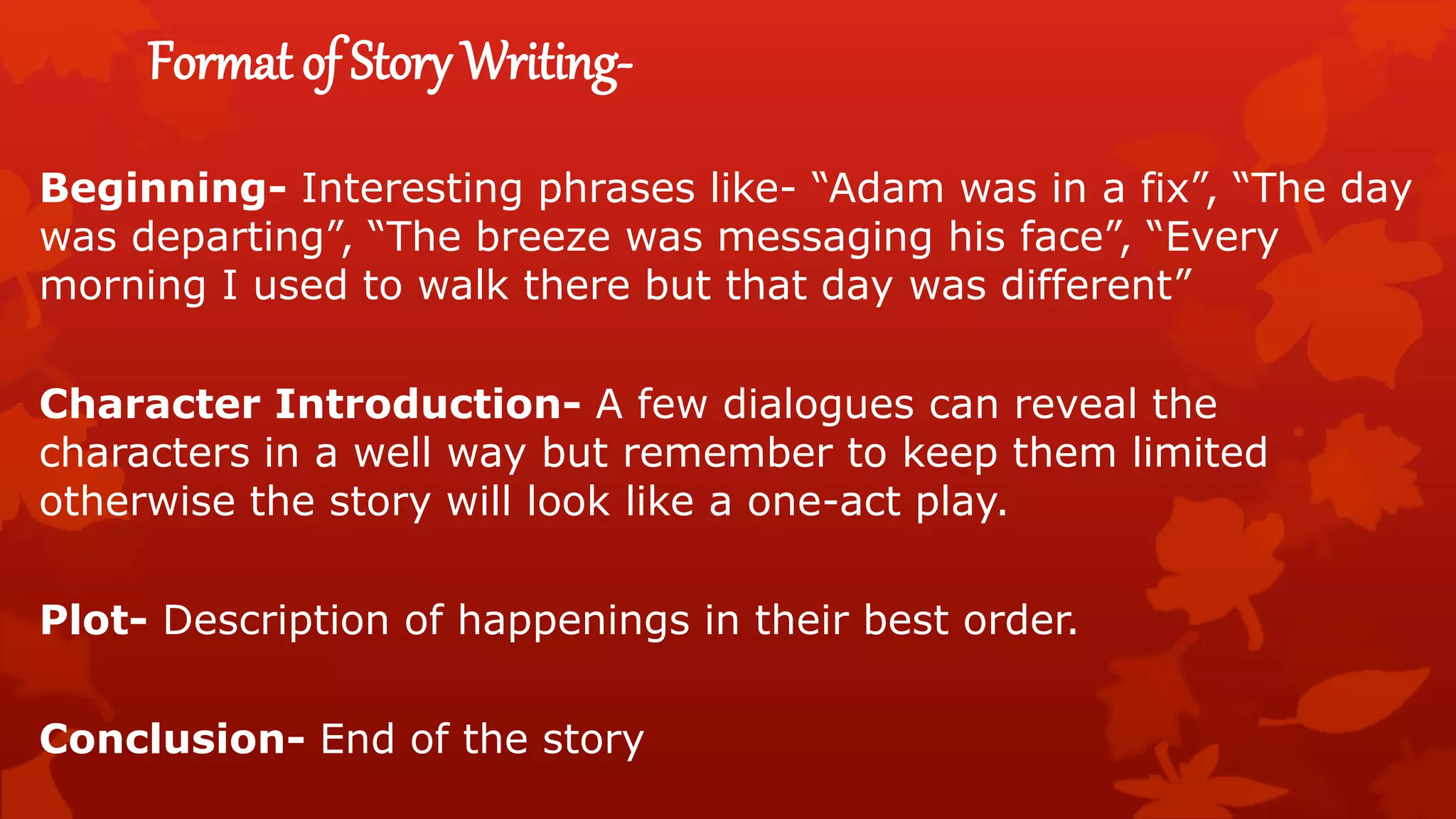 Short Story writting class 10 | PPTX