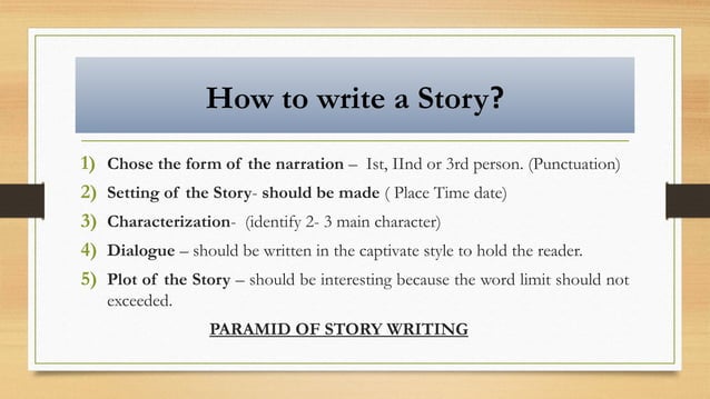 Story writing document conformance profound | PPT