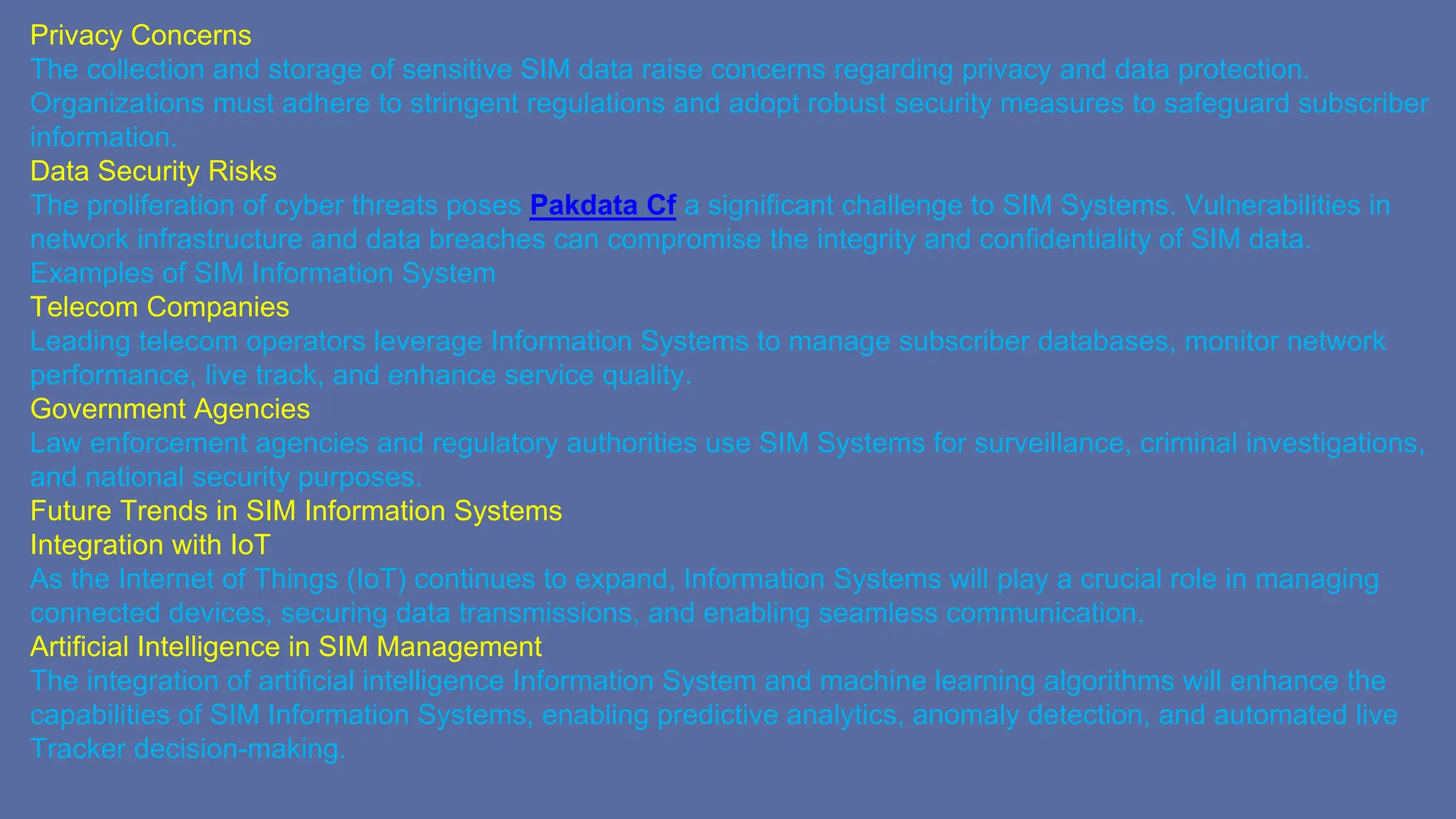 SIM INFORMATION SYSTEM: REVOLUTIONIZING DATA MANAGEMENT | PPT
