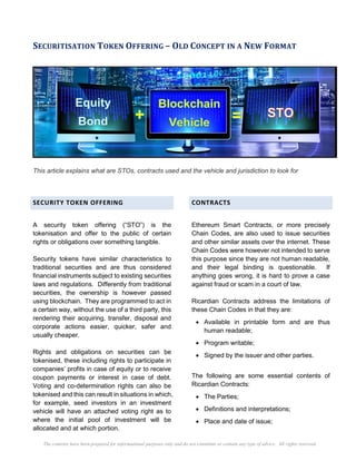 Securitisation Token Offering - Old Concept in a New Format | PDF