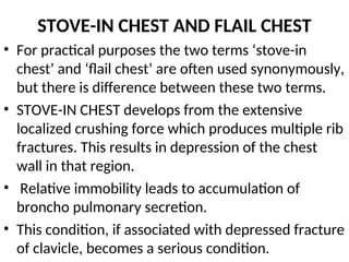 STOVE IN CHEST, FLAIL CHEST AND TRAUMATIC RUPTURE OF DIAPHRAGM.ppt
