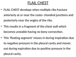 STOVE IN CHEST, FLAIL CHEST AND TRAUMATIC RUPTURE OF DIAPHRAGM.ppt