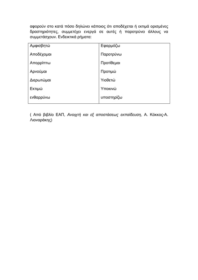 Ρήματα για στοχοθεσία | PDF