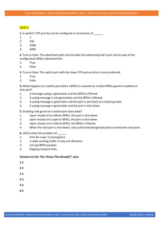 Stp. cli command reference, quiz | PDF | Computer Networking | Computing