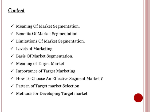 Market Segmentation, Targeting and Positioning | PPTX