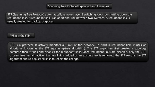Spanning Tree Protocol and Examples | PPTX