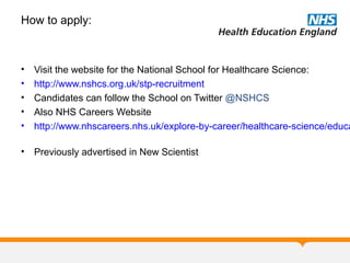 NHS Science Training Programme | PPT