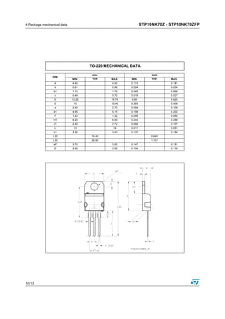 Original N-Channel Mosfet STP10NK70ZFP P10NK70ZFP 10NK70 700V 8.6A TO ...